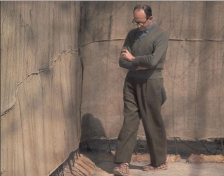 Pathetic Image of 'Mighty' Adolf Eichmann as he walks around the yard ...