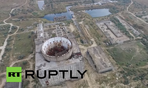 Drone footage of the abandoned Chernobyl-era nuclear plant in Crimea