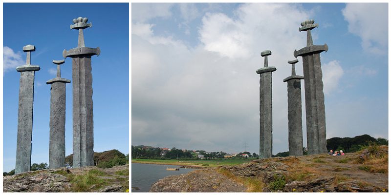 Three giant viking swords are raised at Hafrsfjord in memory of an ...