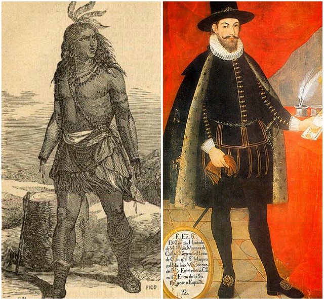 Conquistadors chopped off his hands, so this Native Chilean fastened ...
