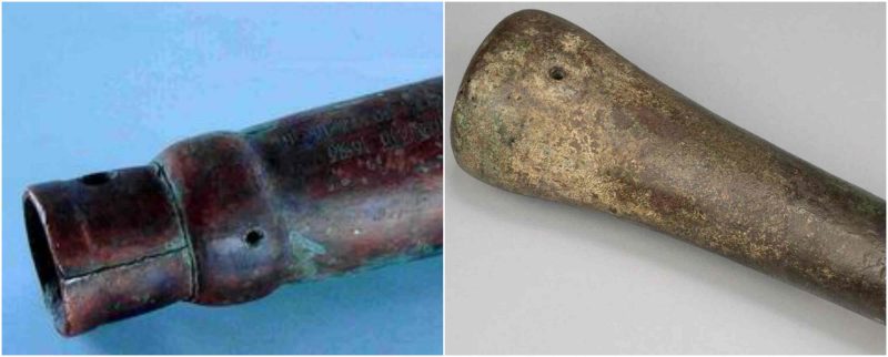 Surviving examples of the hand cannon, invented in East Asia and one of ...