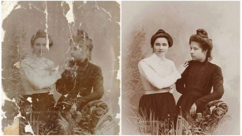 Digital artist skillfully restores severely damaged vintage photos