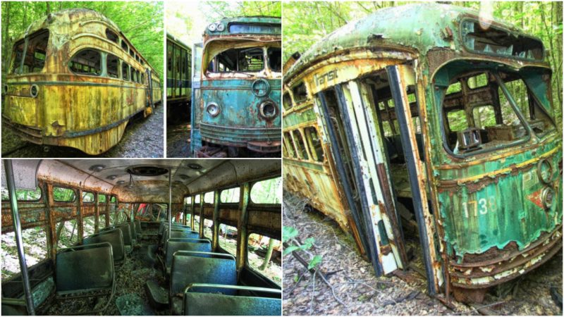 Windber Trolley Graveyard: An apocalyptic trolley graveyard sitting out ...