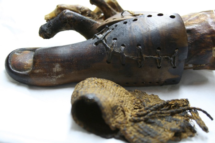 Egyptian artificial toes, discovered in the ancient city of Thebes ...