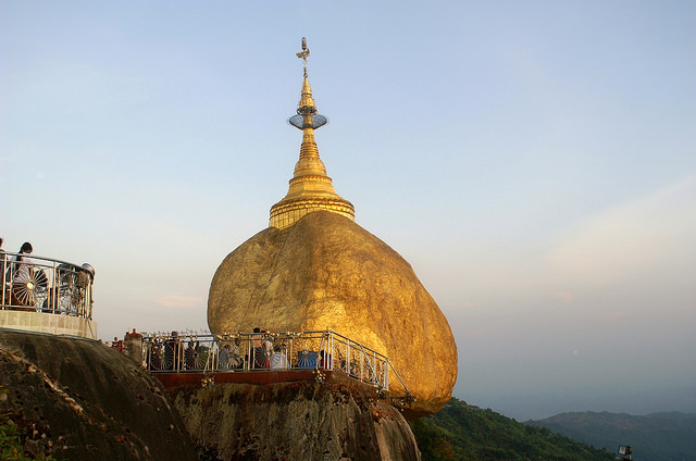 A sacred golden rock that defies gravity: Kyaiktiyo Pagoda in Burma ...
