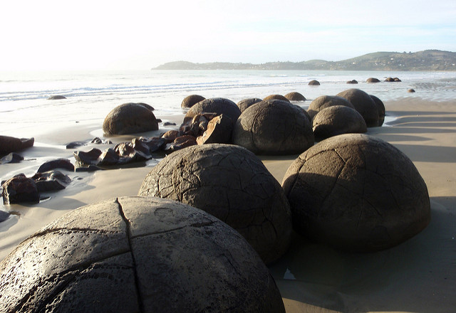 Formed 60 million years ago, The Moeraki Boulders are unusually large and spherical boulders in ...