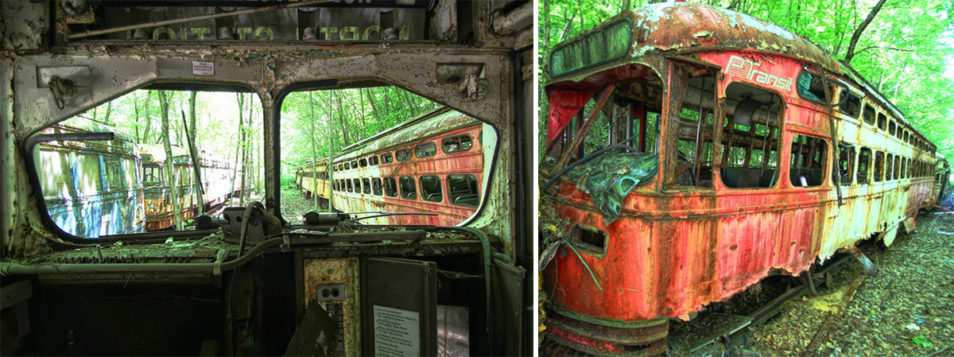 Windber Trolley Graveyard: An apocalyptic trolley graveyard sitting out ...