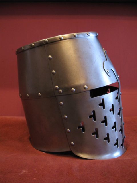 Surviving examples of the great helm- helmet of the High Middle Ages ...