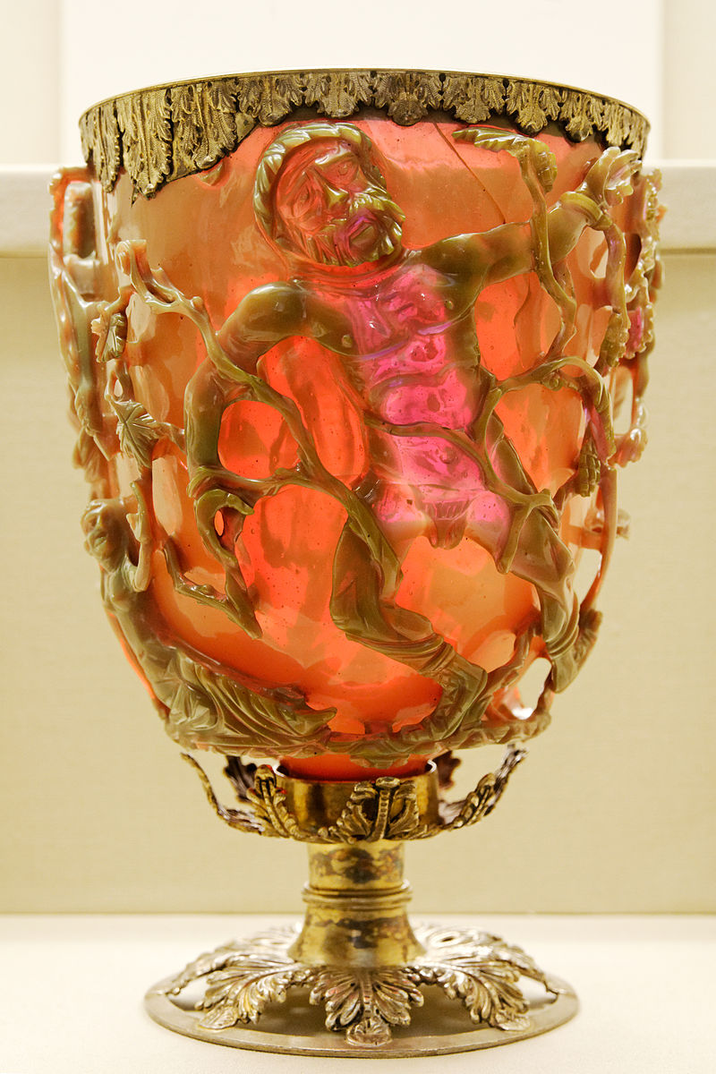 The Lycurgus Cup- A 4th-century Roman glass cage cup that changes color ...