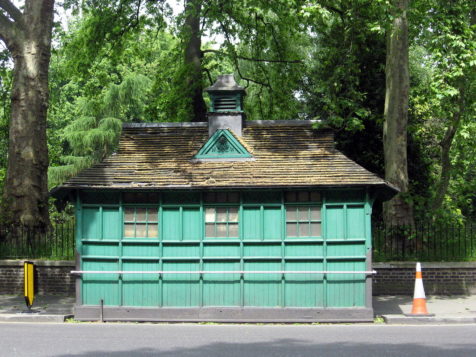 In Victorian London, small green huts built to prevent horse drawn cab ...