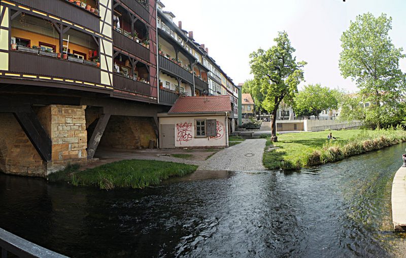 Krämerbrücke, the beautiful 600-year-old Merchant's Bridge, packed with ...