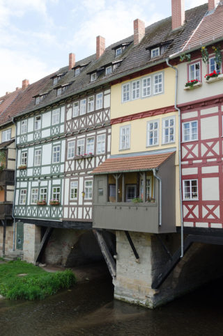 Krämerbrücke, the beautiful 600-year-old Merchant's Bridge, packed with ...